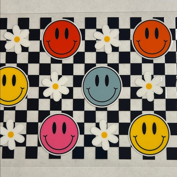 Dining | Checkered Smiley Cup Decal 114 | Poshmark